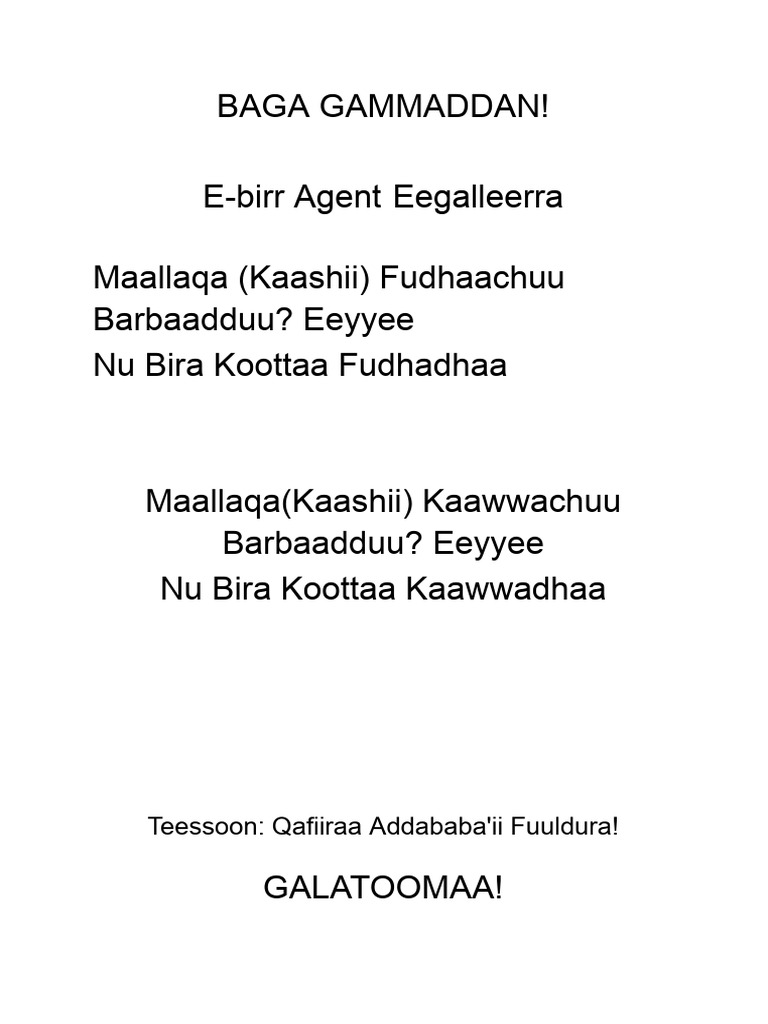 E-Birr Eegalleerra | PDF