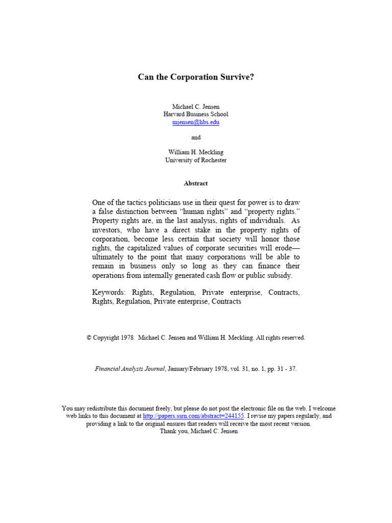 Can The Corporation Survive Pdf Bankruptcy Employment