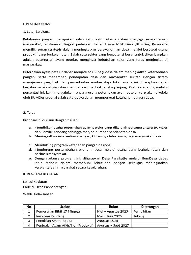 Proposal Ternak Ayam Petelur 1 | PDF