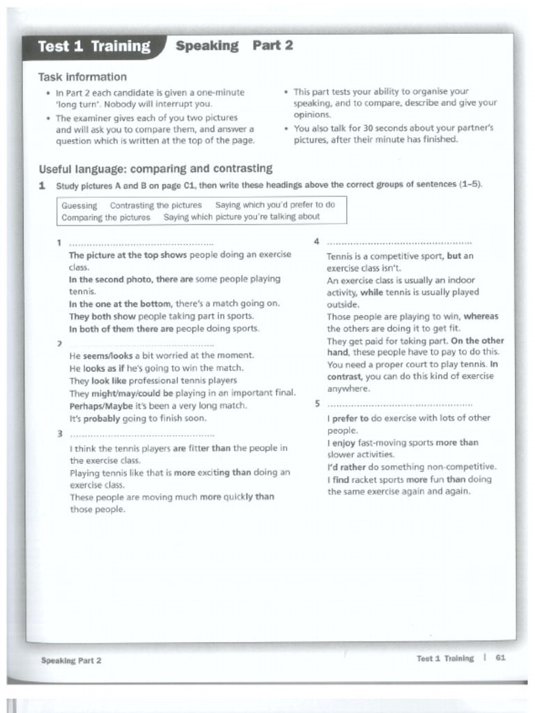 First - Trainer - (2 - Edition) Test 1 Speaking Part 2 | PDF