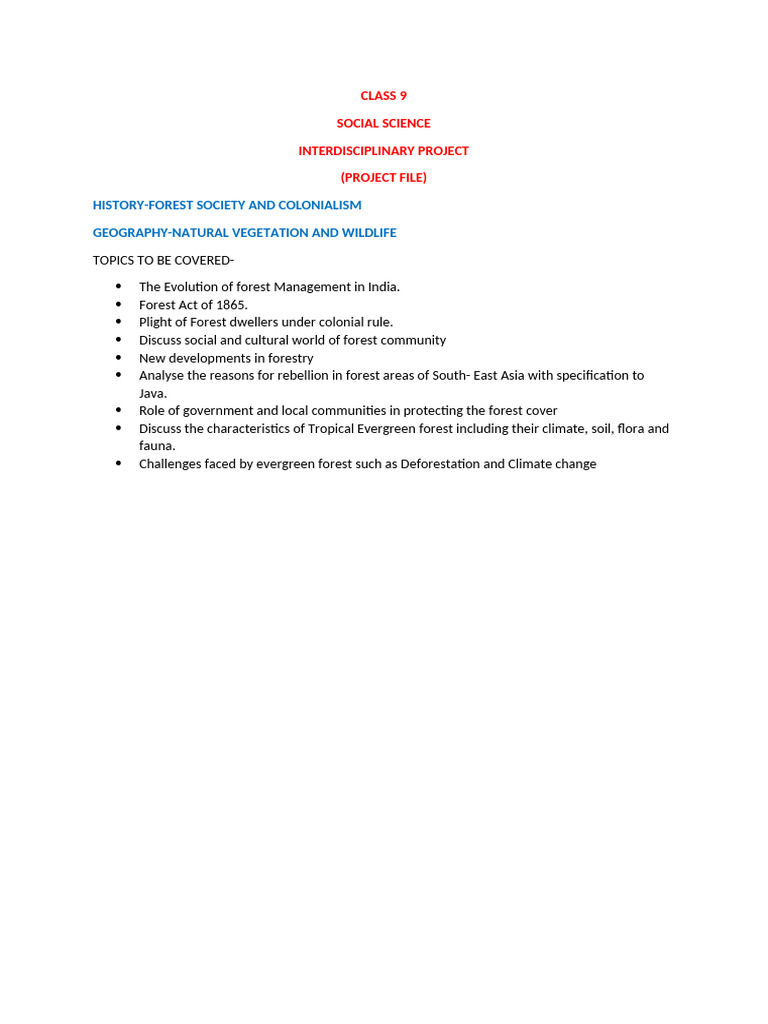 CLASS 9 Interdisciplinary Project 2025-26 | PDF
