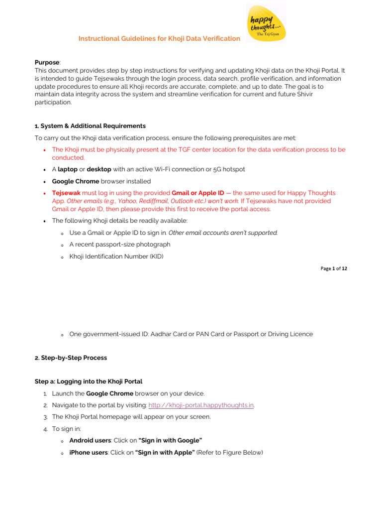 Instructional Guidelines For Khoji Data Verification Initiative-Final ...