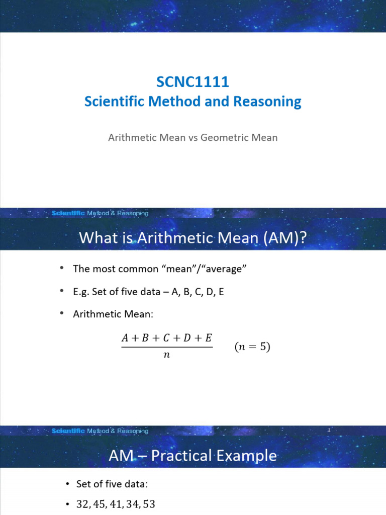Arithmetic Mean Vs Geometric Mean | PDF | Mean | Mathematical Concepts