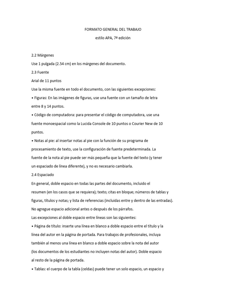 FORMATO GENERAL DEL TRABAJO APA | PDF | Comillas | Estilo apa