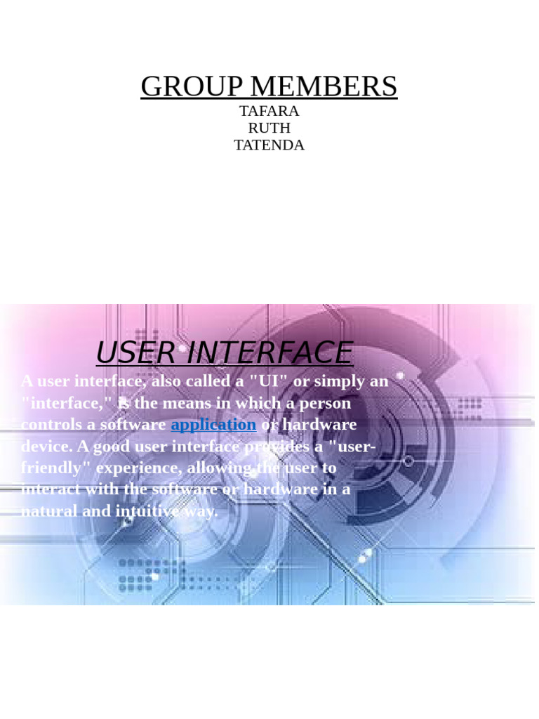 User Interface Presentation | PDF | Graphical User Interfaces | User Interface