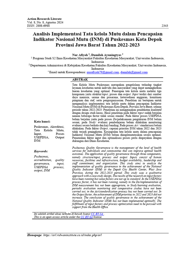 Nur Afiyah-Analisis Implementasi Tata Kelola Mutu Dalam Pencapaian Indikator Nasional Mutu (INM ...