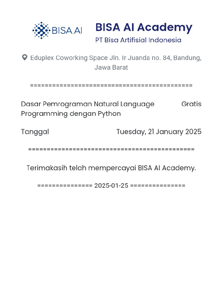 Nota Pembelian Course-Dasar Pemrograman Natural Language Programming ...