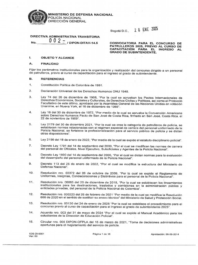 Dat 002 Dipon Ditah Concurso Patrulleros 2025 | PDF