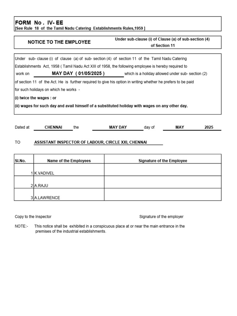 Form IV Ee 2025 May Day | PDF
