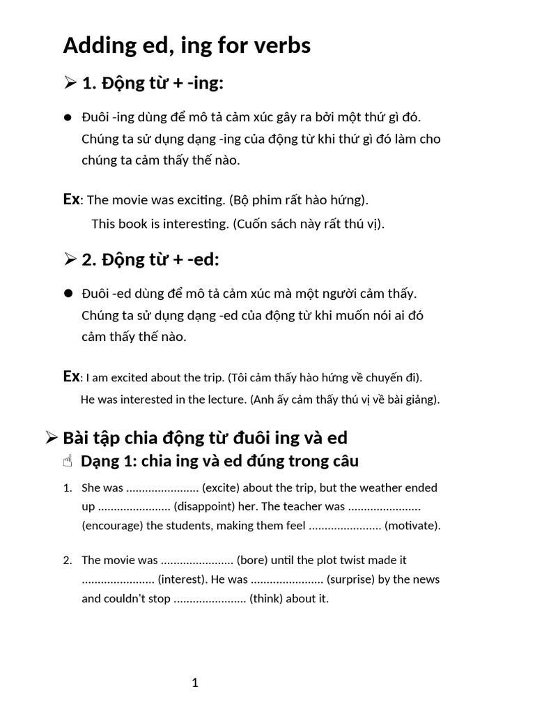 Adding Ed, Ing For Verbs | PDF