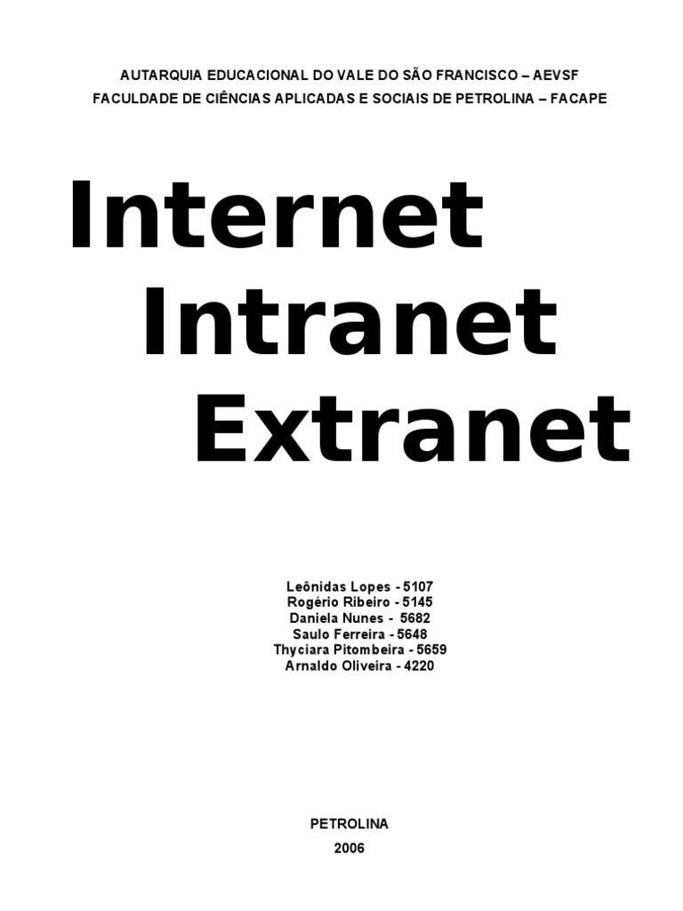 Internet Intranet Extranet | PDF | Negócios | Computadores