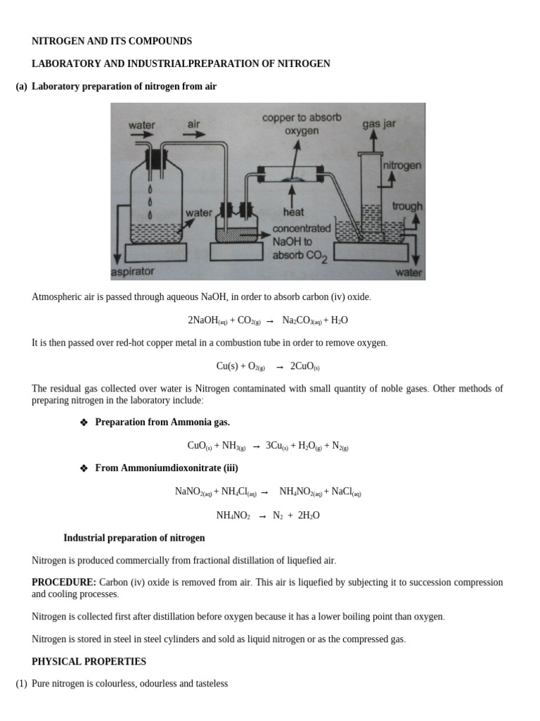 Nitrogen Compounds: Preparation & Properties | PDF | Ammonia | Nitrogen