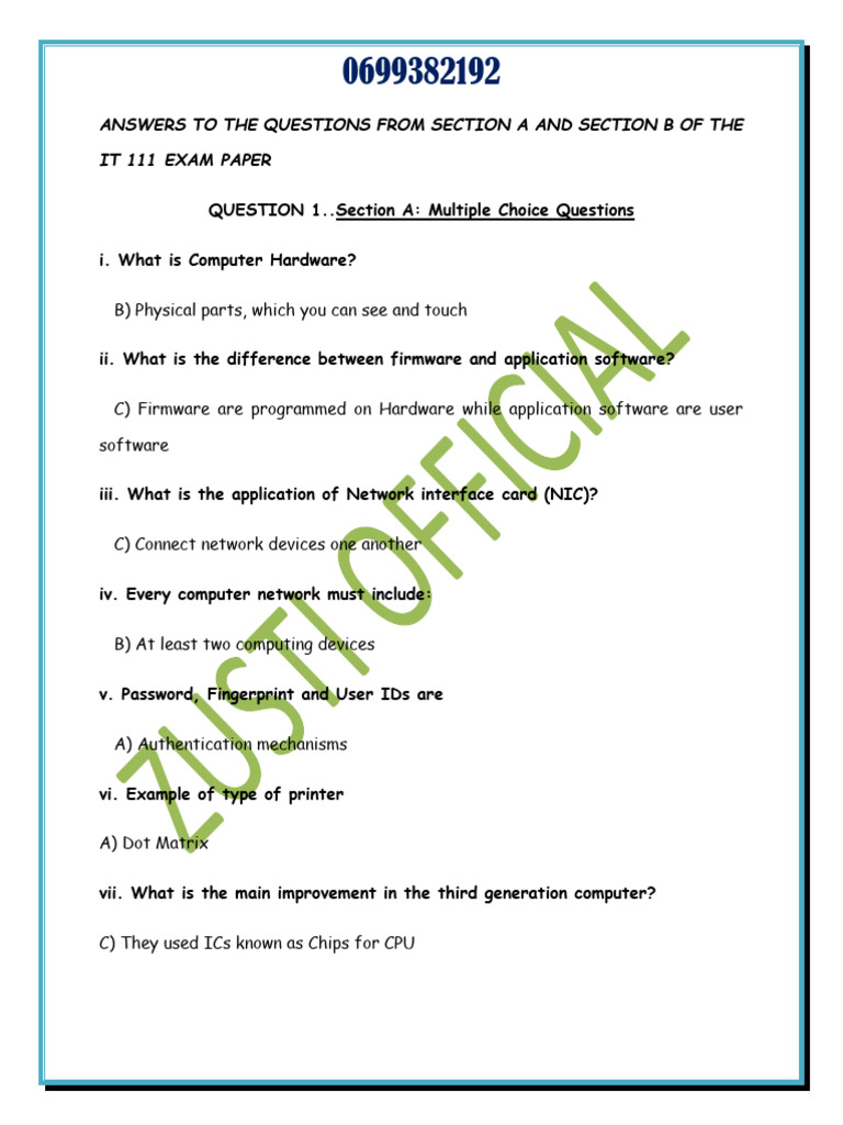 NEW IT PAST PAPER UE 2020 (By Zusti Official | PDF | Microsoft Excel ...