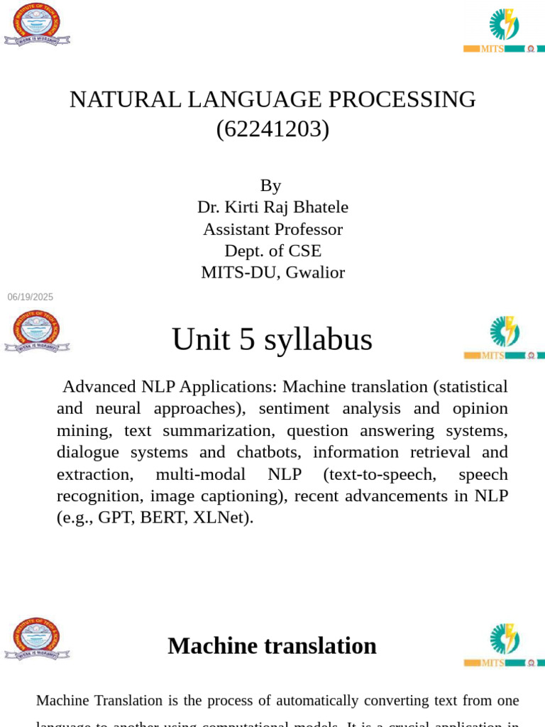 Natural Language Processing Unit 5 | PDF | Human Communication ...