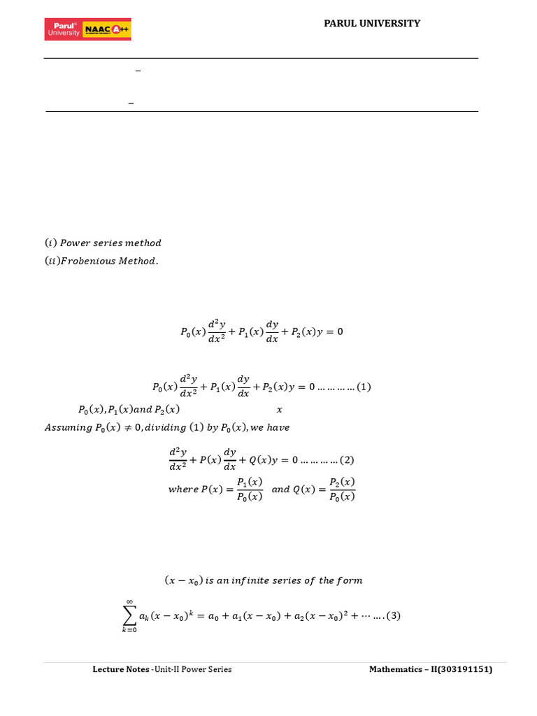 Unit-2 Power Series1 | PDF | Power Series | Equations