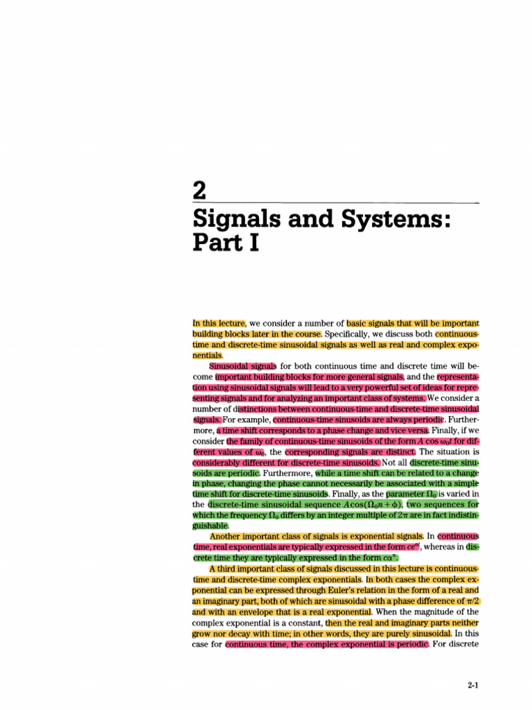 2 Signals and Systems:: A Third Important Class of Signals Discussed in ...