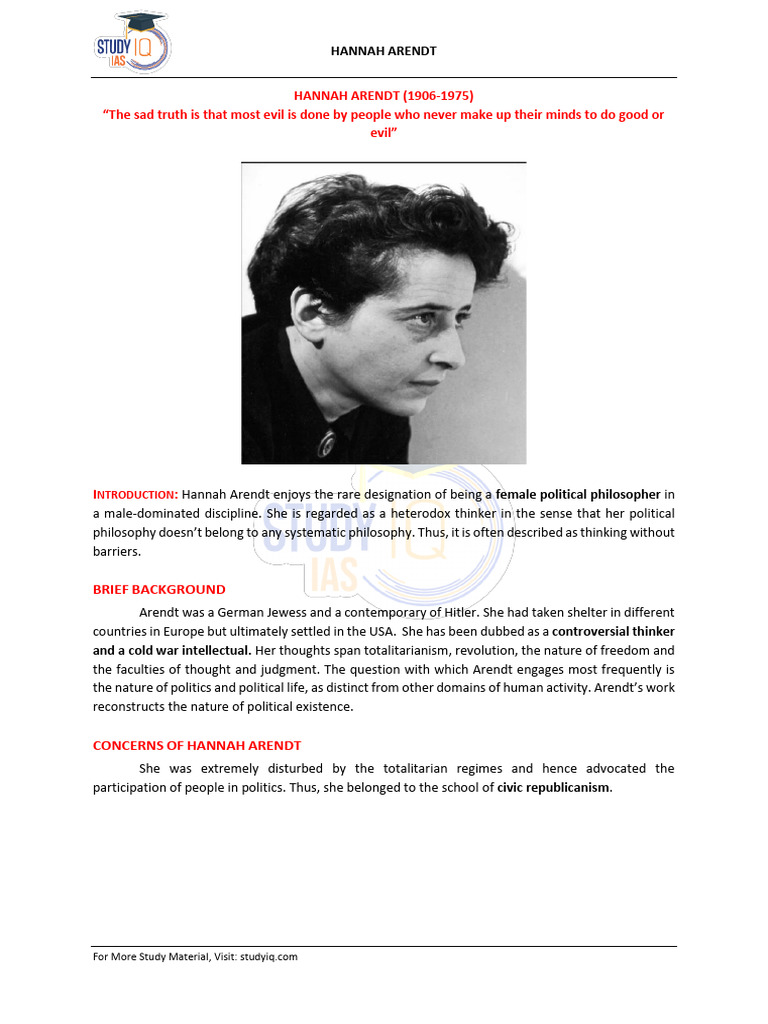 9 Hannah Arendt - FTH | PDF | Hannah Arendt | Phenomenology (Philosophy)