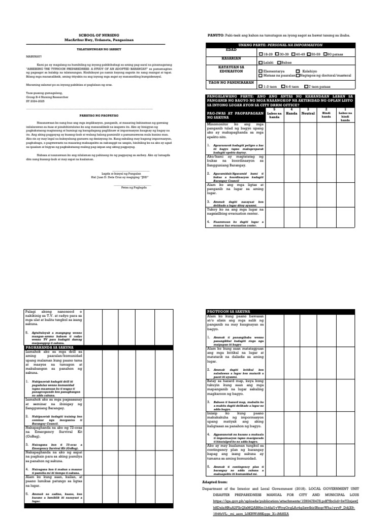 PrintFinal Adapted Survey Questionnaire PDF | PDF