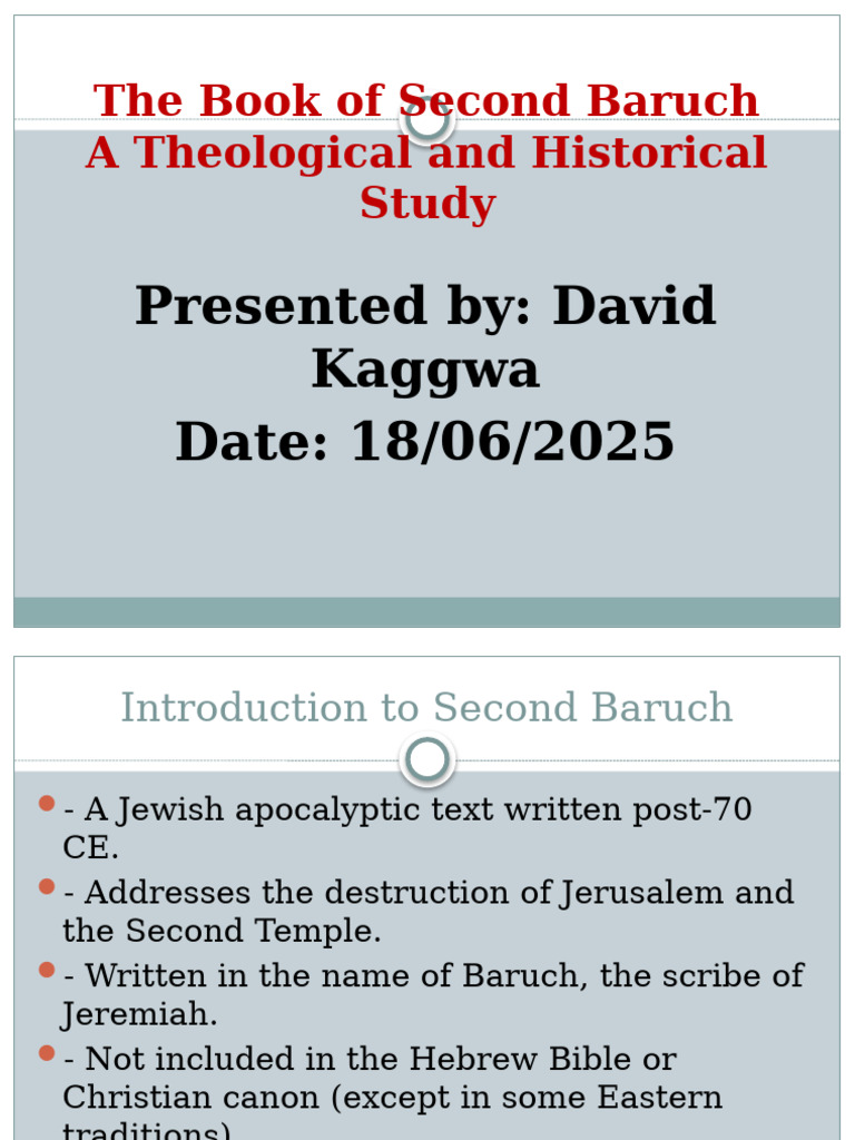 Second Baruch Presentation | PDF | New Testament | Bible