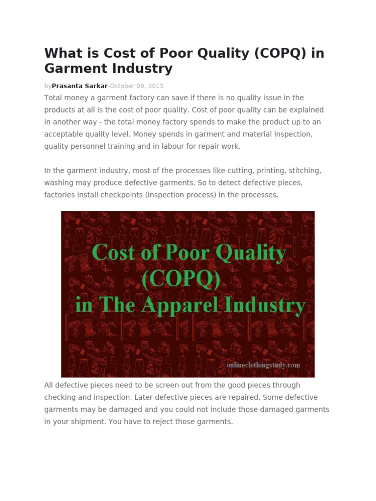 Cost of Poor Quality in Garment Industry | PDF