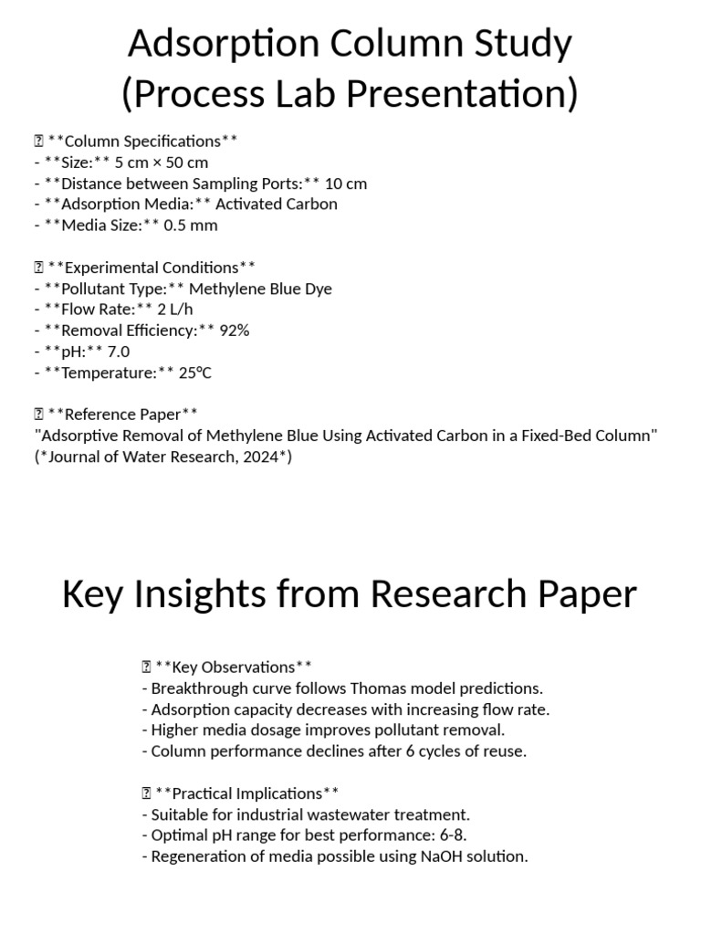 Adsorption Column Presentation Updated | PDF