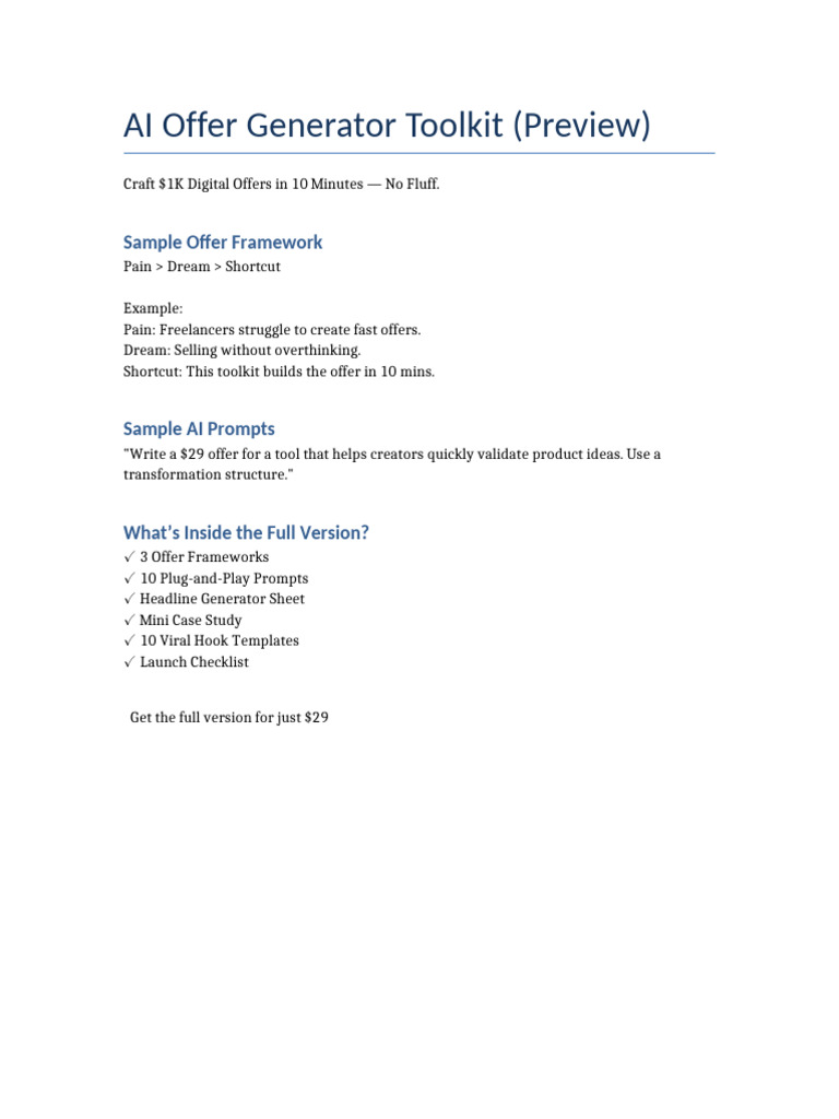 AI Offer Generator Sample | PDF