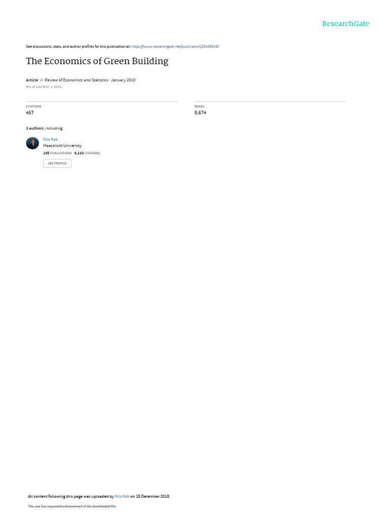 The Economics of Green Buildings | PDF | Green Building | Energy Conservation