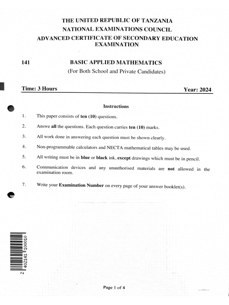 BasicAppliedMath F6 2024 | PDF