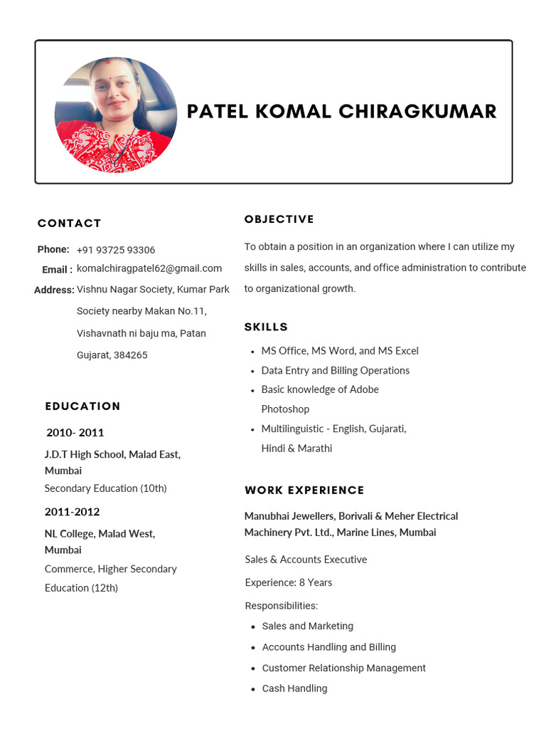 Resume Komal Patel | PDF