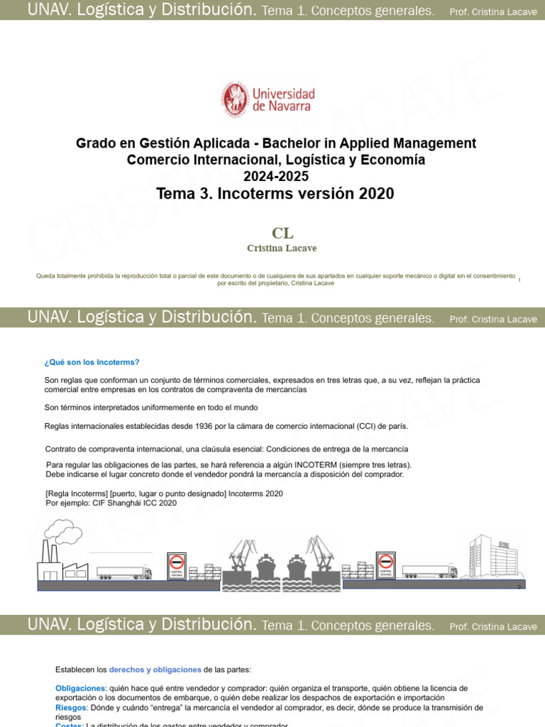 Tema 3. Incoterms 2020 UNAV ISSA 20234-25pdf | PDF | Gestión de la ...
