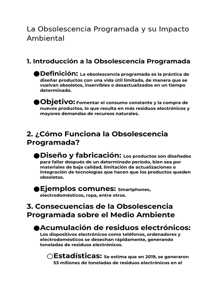 La Obsolescencia Programada y Su Impacto Ambiental | PDF | Residuos | Residuos electrónicos