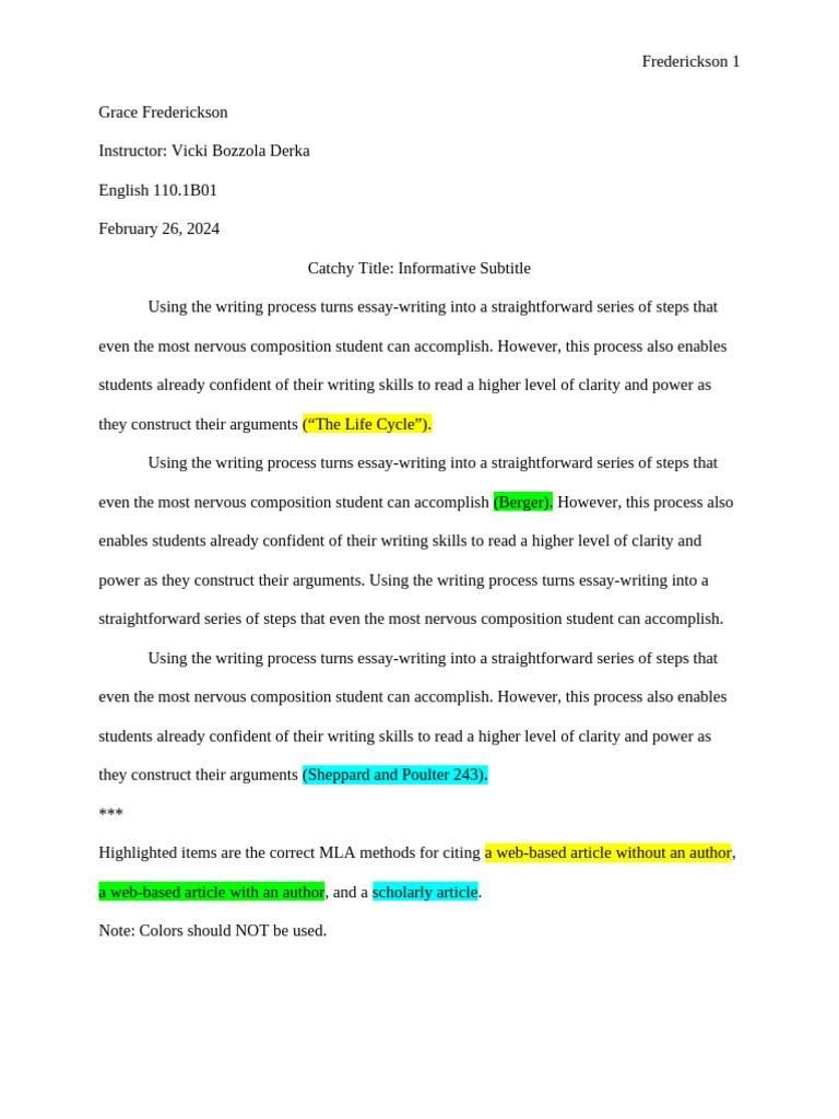 110 MLA Format With Documentation | PDF