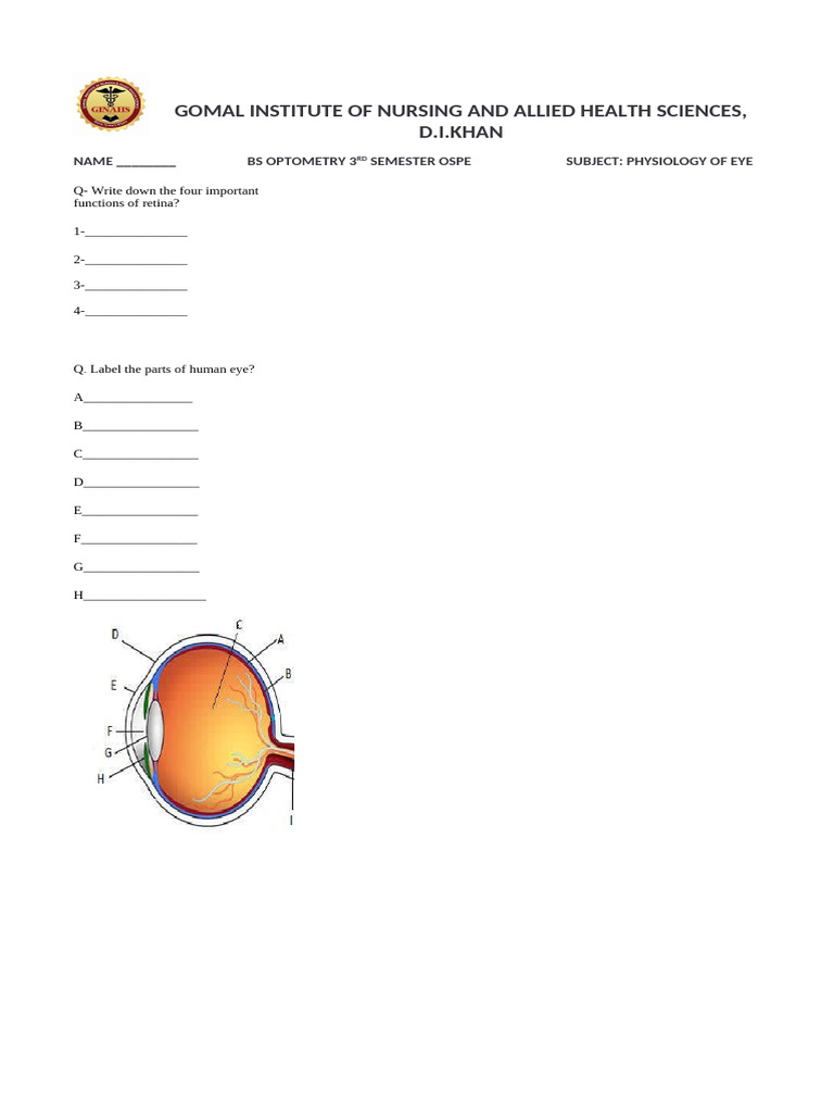 Bs Optometry 3rd Semester Ospe | PDF