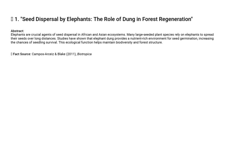 Elephant Dung and Seed Dispersal | PDF