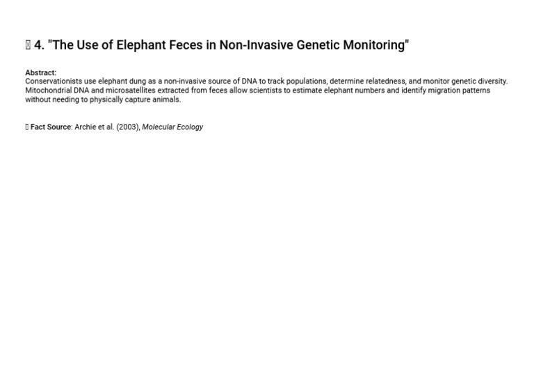 Elephant Feces for Genetic Monitoring | PDF