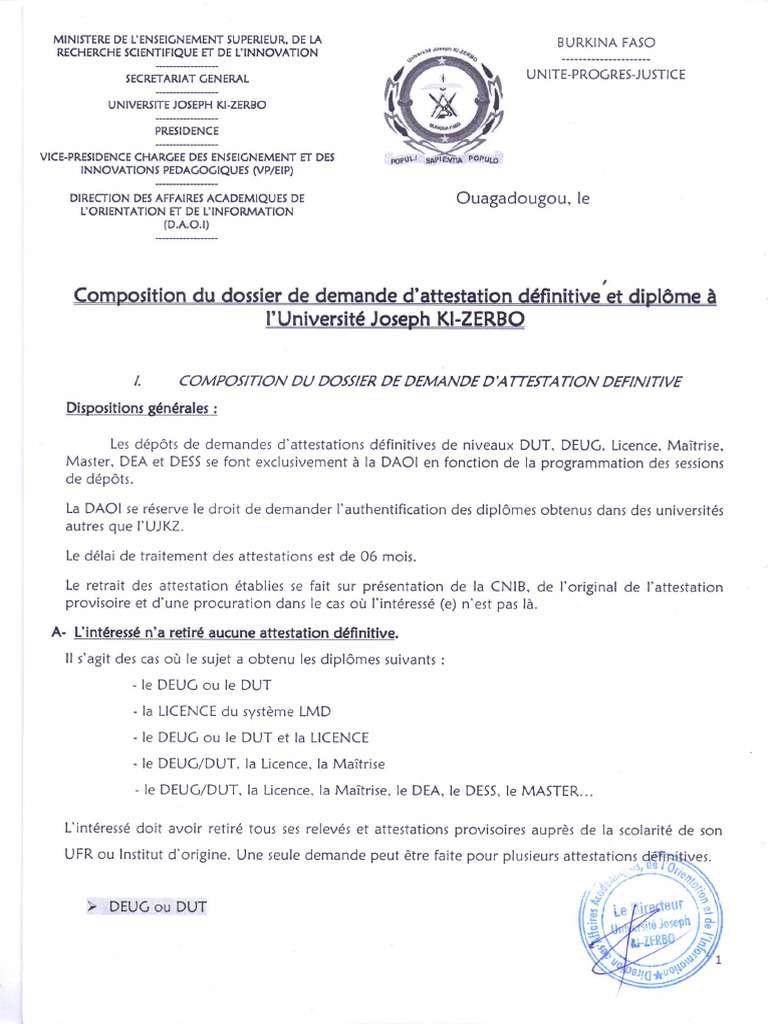 Composition Demande Attestation Definitive | PDF