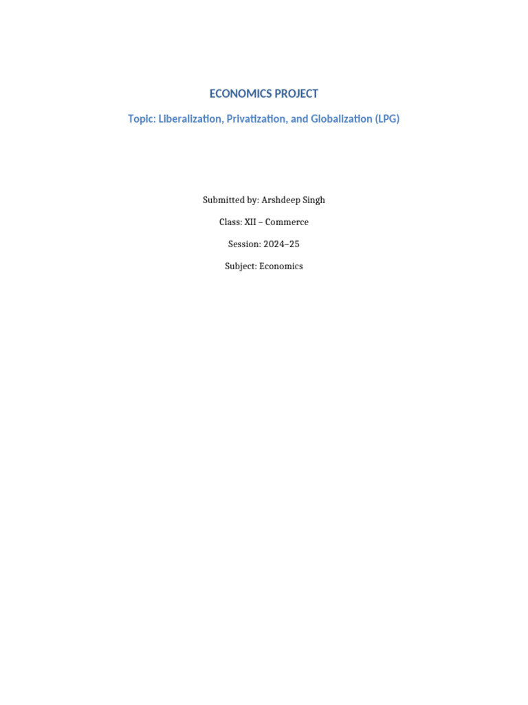 LPG Reforms in India's Economy | PDF | Globalization | Foreign Direct ...