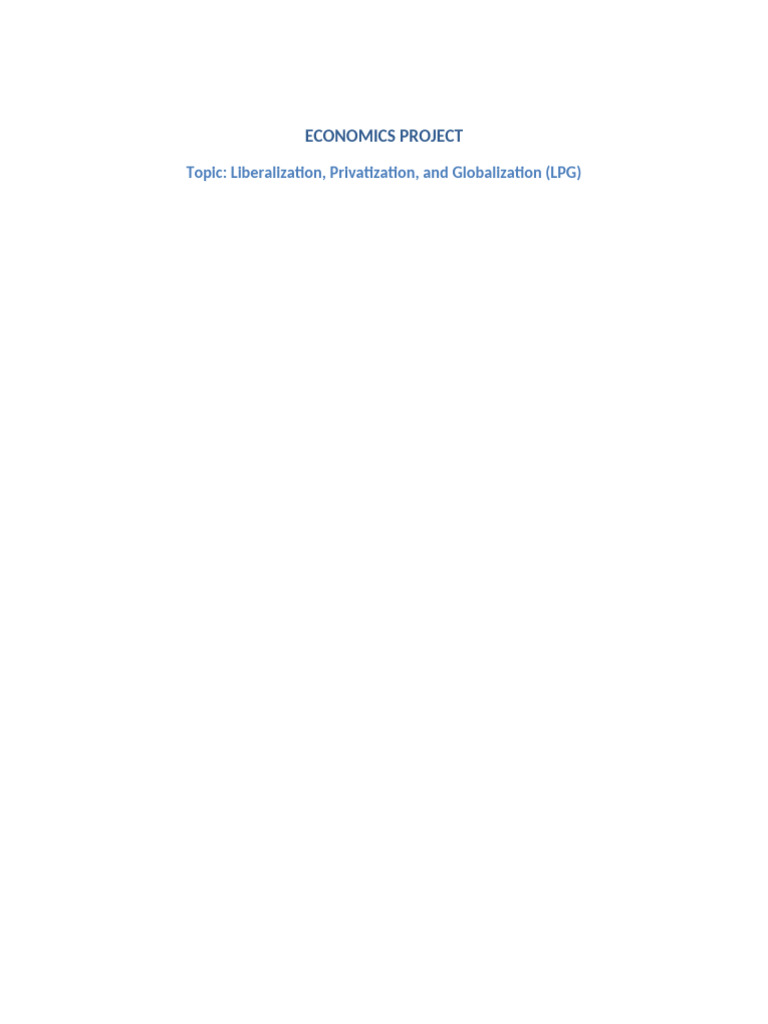 LPG Reforms in Indian Economy: Class 12 Project | PDF | Foreign Direct ...
