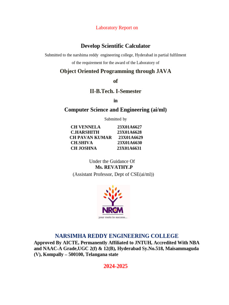 Scientific Calculator Java Lab Project | PDF | Method (Computer Programming) | Class (Computer ...