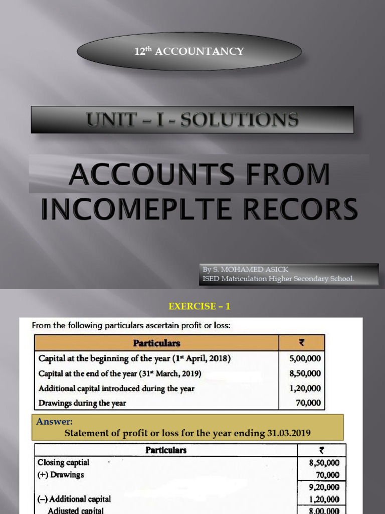 XII Acc. Lesson 1 Solutions. | PDF
