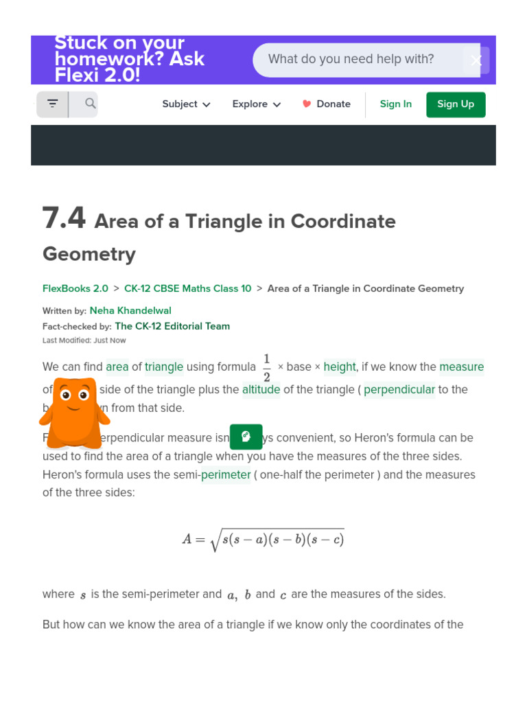 Area of Triangle in Coordinate Geometry | PDF | Area | Triangle