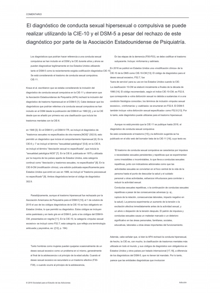 Art 2016tr - DX Conducta Sexual Hipersexual o Compulsiva Se Puede ...