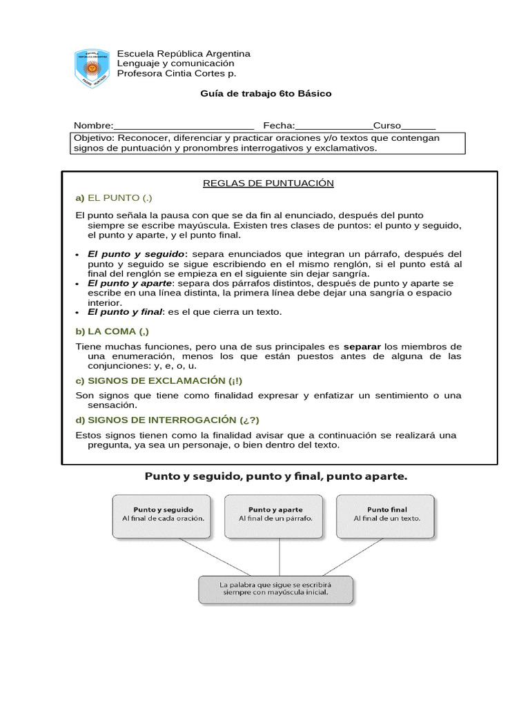 Guía de Puntuación para 6to Básico | PDF | Puntuación | Gramática