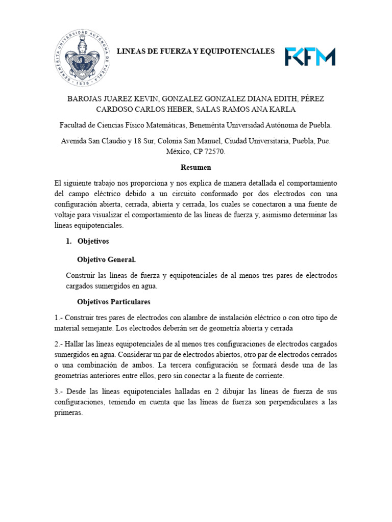 Reporte 2 - Lineas de Fuerzas y Equipotenciales 2 | PDF | Campo ...