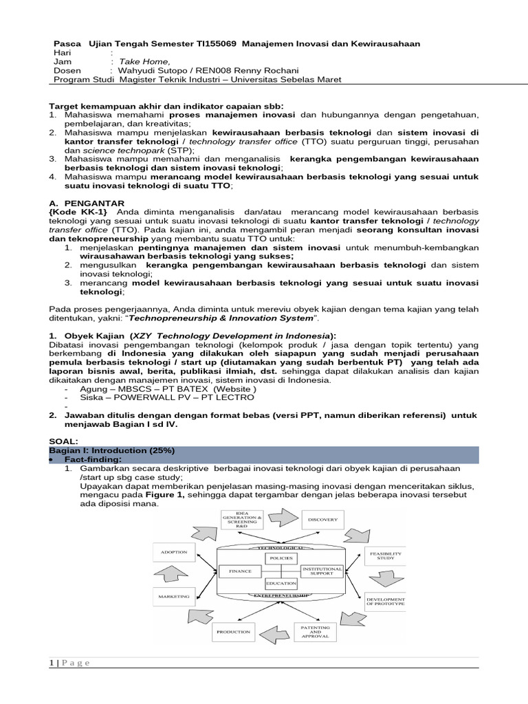PASCA - UTS Manajemen Inovasi Dan KWU - 2025 | PDF