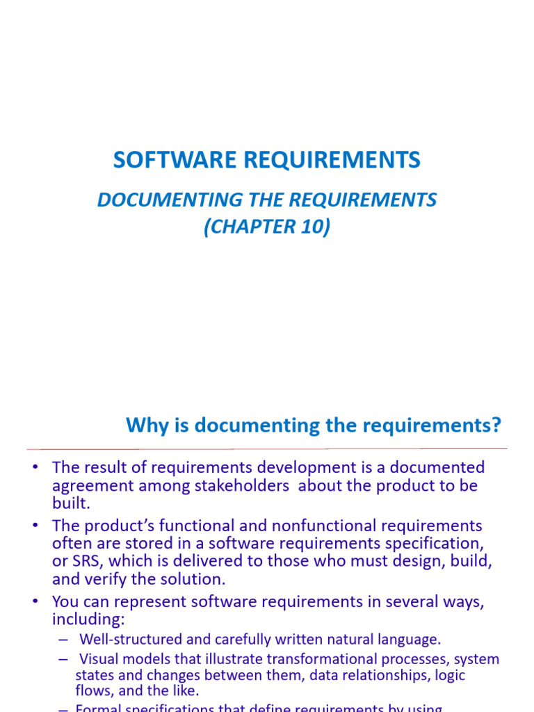 Ch10 - Documenting The Reqs | PDF | Specification (Technical Standard) | Computing