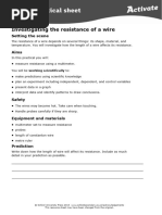 AQA Physics A-Level: Wire Resistivity Practical | PDF