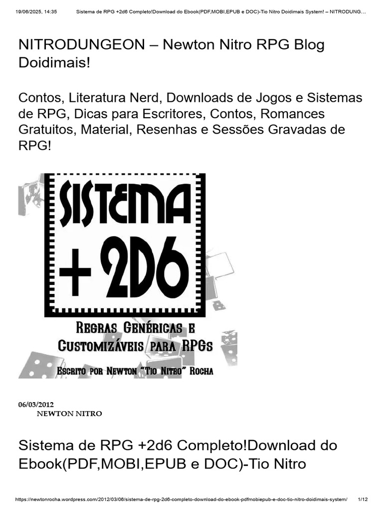 Sistema de RPG +2d6 Completo!Download Do Ebook (PDF, MOBI, EPUB e DOC ...