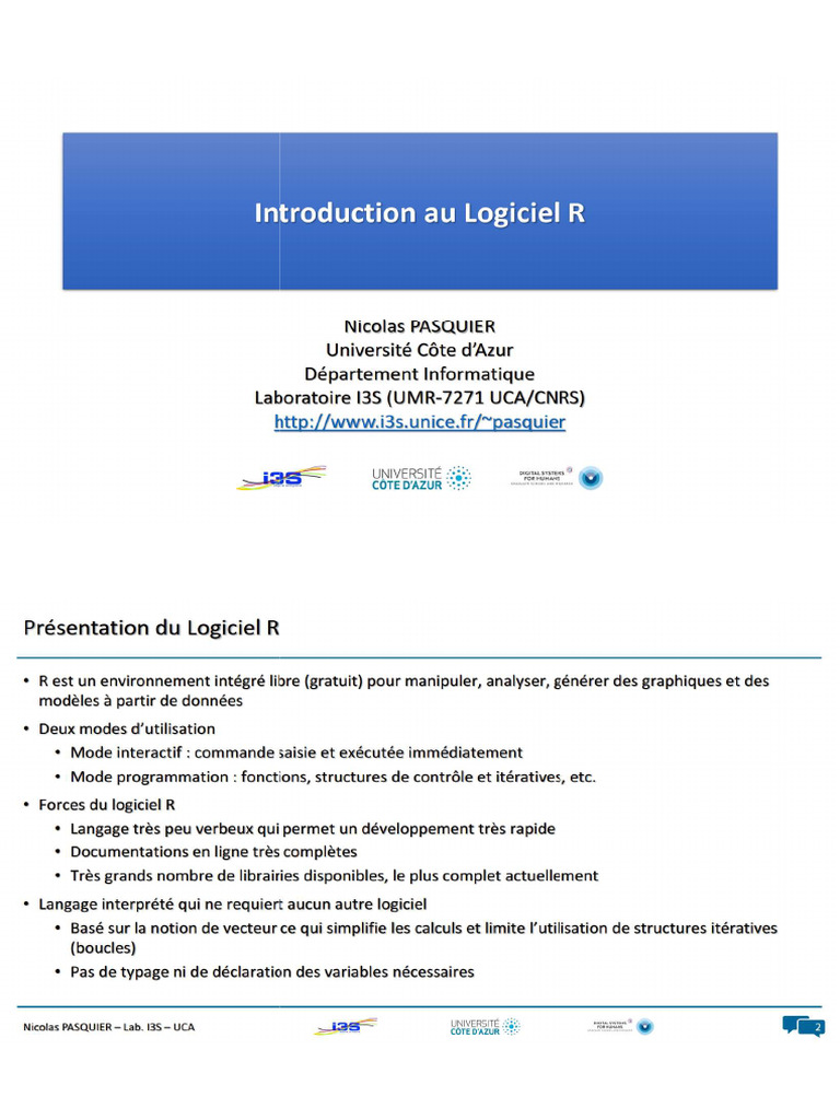 CM 01 - Introduction Au Logiciel R | PDF