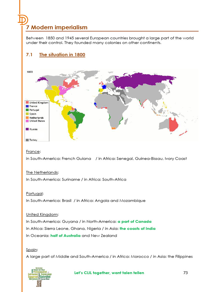 Cursus CLIL 5TSO 2024-2025 Unit 7 Modern Imperialism Ingevuld | PDF ...